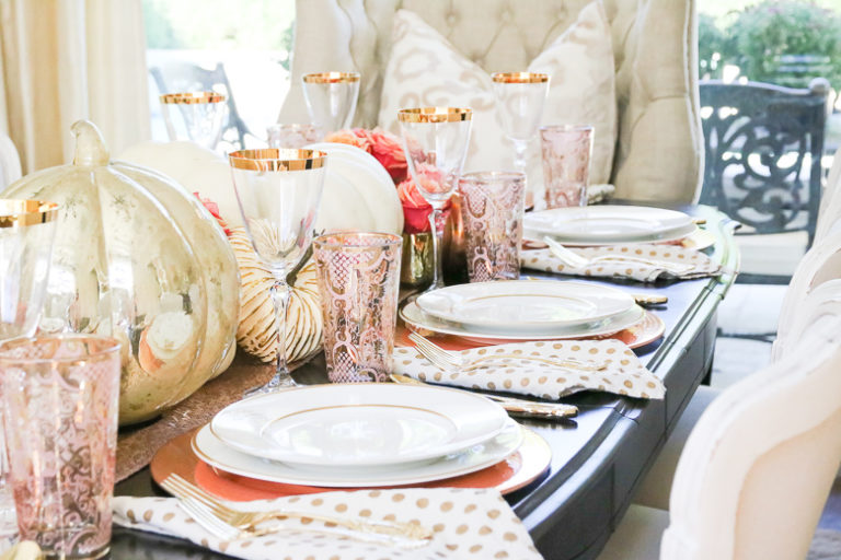 how to set an elegant rose gold fall table