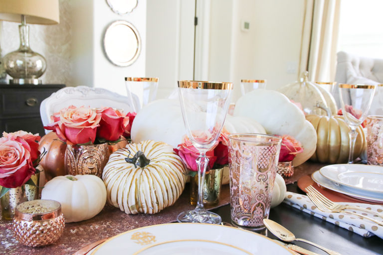 how to set an elegant rose gold fall table