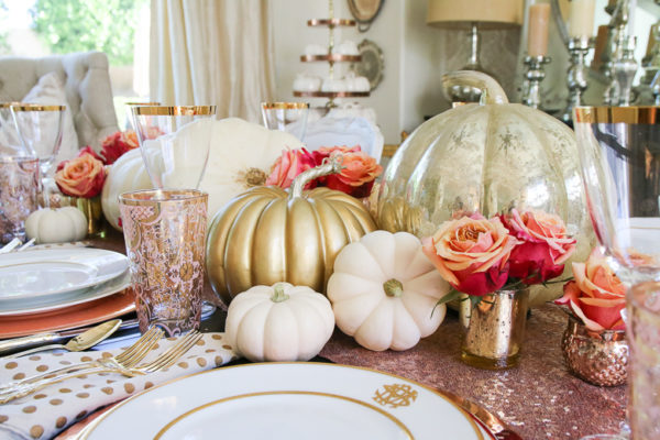 how to set an elegant rose gold fall table