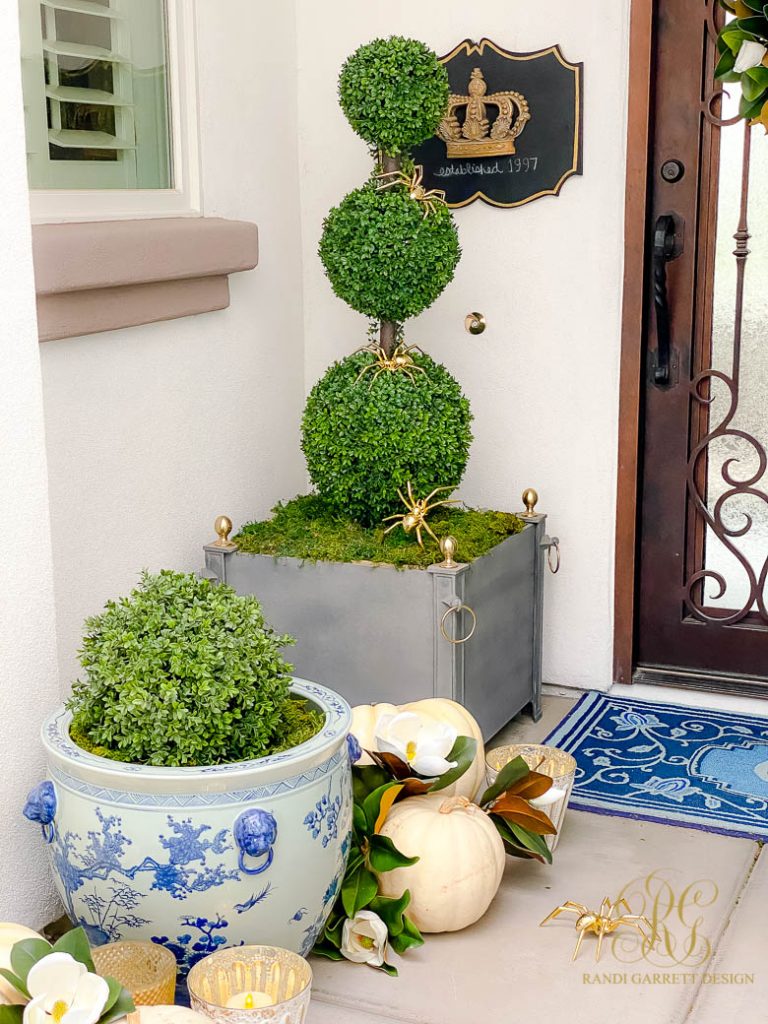 Blue and White Fall Porch - Randi Garrett Design