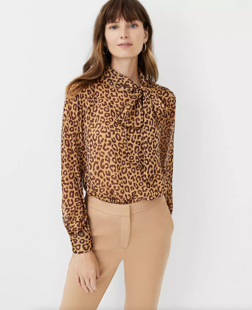 Shimmer Leopard Print Bow Blouse - Randi Garrett Design