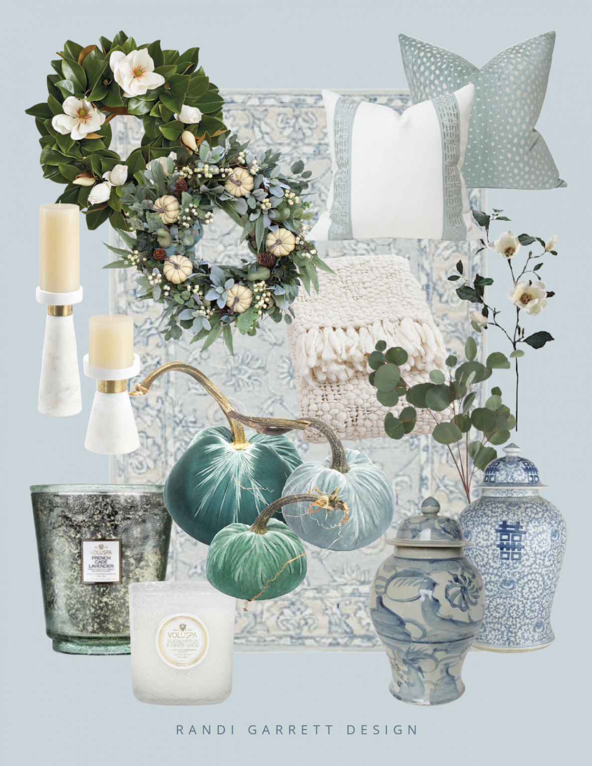 Blue + Green Fall Decor Ideas - Randi Garrett Design