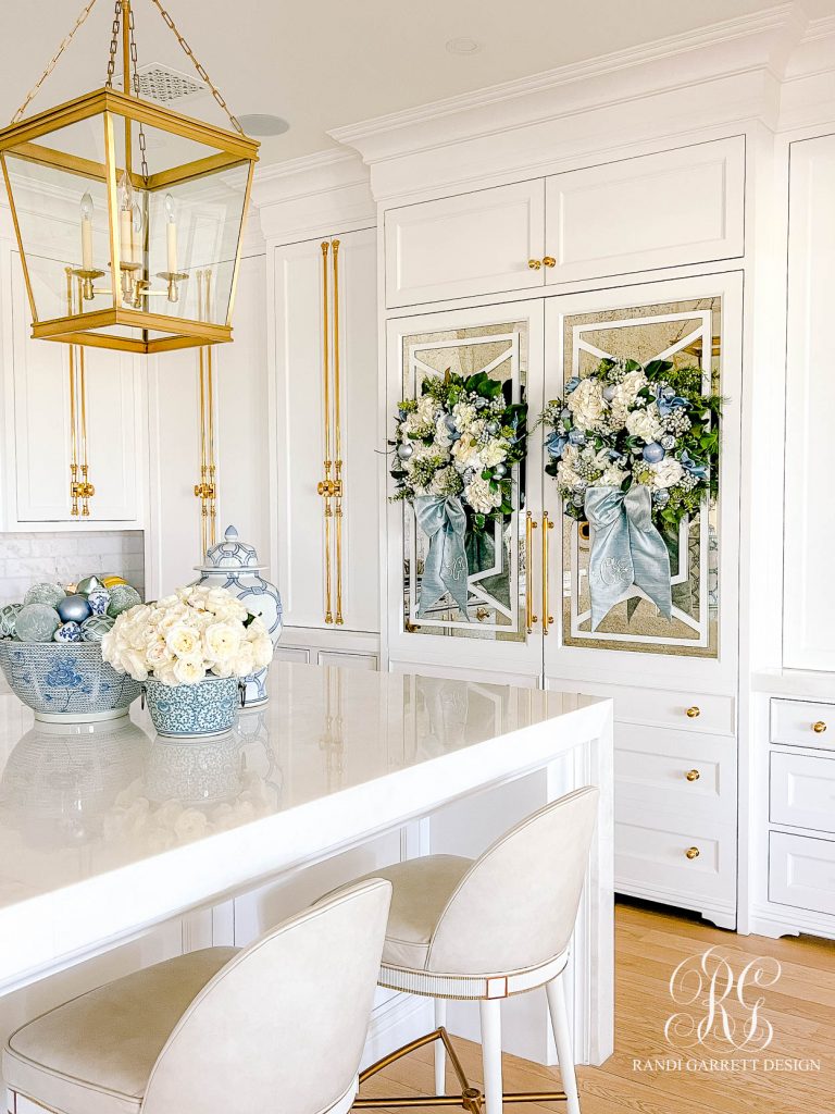 Blue and White Christmas Kitchen, Breakfast Nook + Pantry - Randi ...