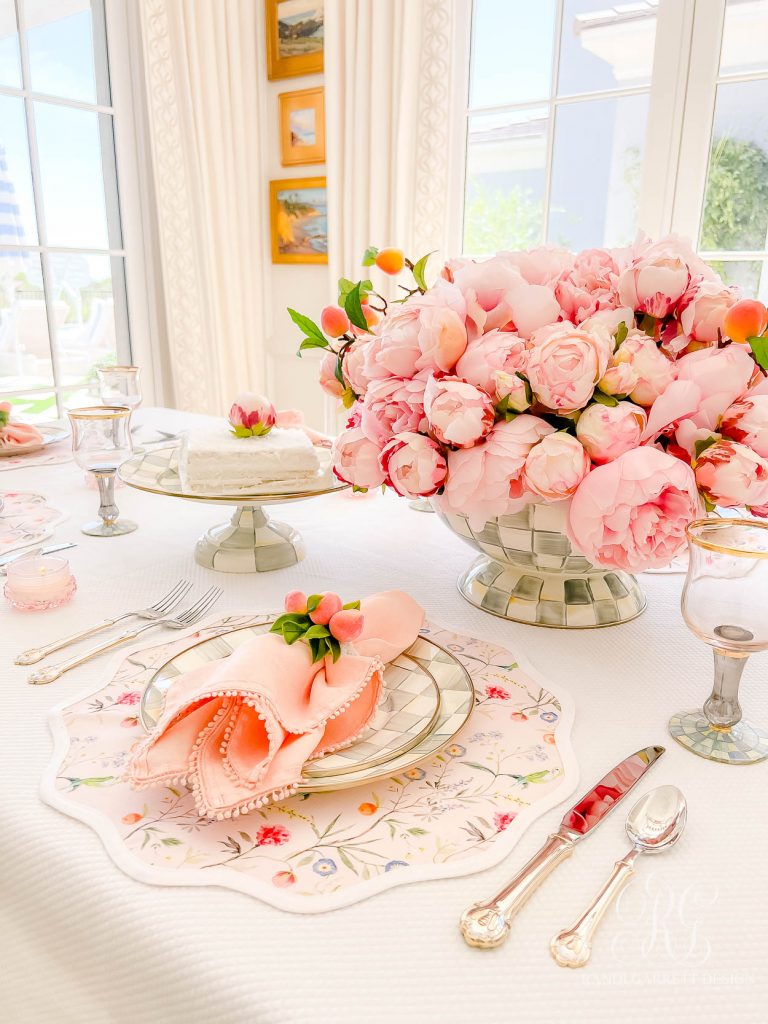 MacKenzie-Childs Sterling Check Peony Table - Randi Garrett Design