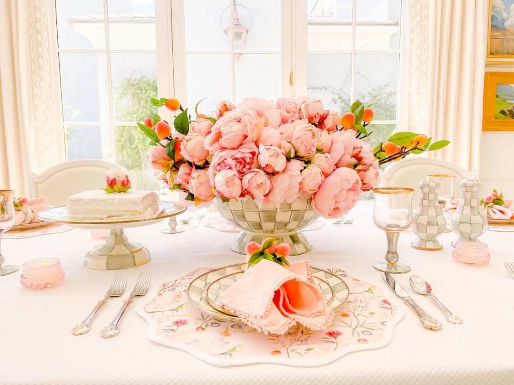 MacKenzie-Childs Sterling Check Peony Table - Randi Garrett Design