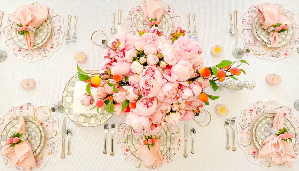 MacKenzie-Childs Sterling Check Peony Table - Randi Garrett Design