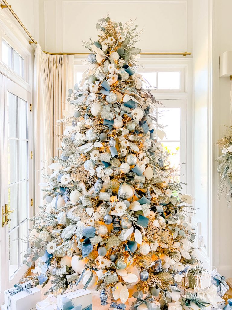Styling a Dusty Blue Chinoiserie Christmas Tree - Randi Garrett Design