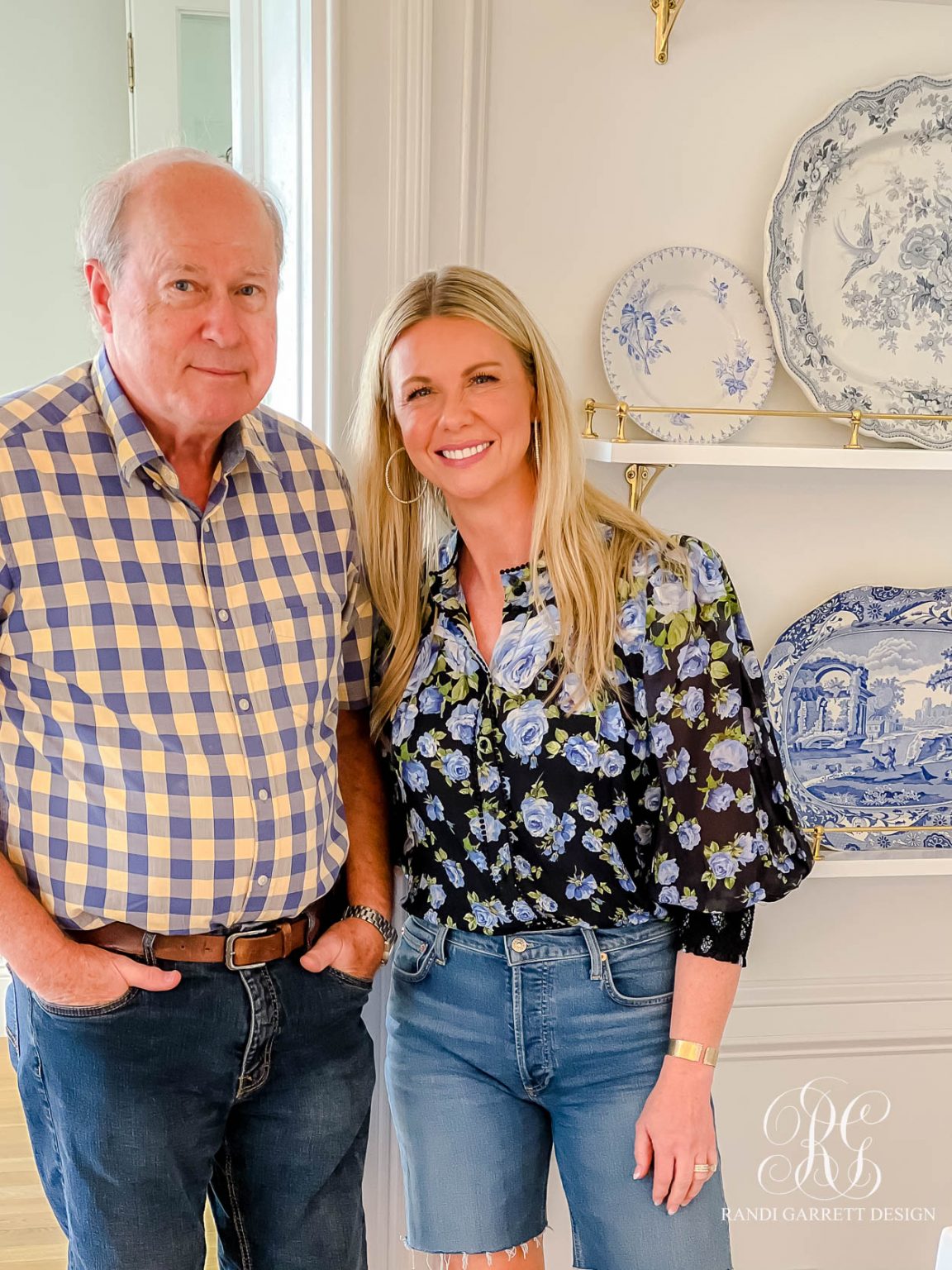 French-Style Shelves with Brass Tipping Rails - Randi Garrett Design