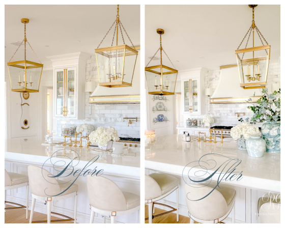 French-Style Shelves with Brass Tipping Rails - Randi Garrett Design